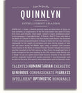 Quinnlyn Personalized Name Meaning Art Prints – Name Stories