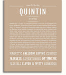 Quintin Personalized Name Meaning Art Prints – Name Stories