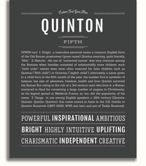 Quinton Personalized Name Meaning Art Prints – Name Stories