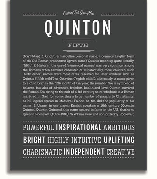 Quinton Personalized Name Meaning Art Prints – Name Stories