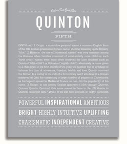 Quinton Personalized Name Meaning Art Prints – Name Stories