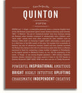 Quinton Personalized Name Meaning Art Prints – Name Stories