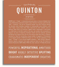 Quinton Personalized Name Meaning Art Prints – Name Stories
