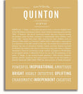 Quinton Personalized Name Meaning Art Prints – Name Stories