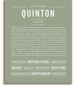 Quinton Personalized Name Meaning Art Prints – Name Stories