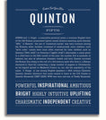 Quinton Personalized Name Meaning Art Prints – Name Stories