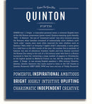 Quinton Personalized Name Meaning Art Prints – Name Stories