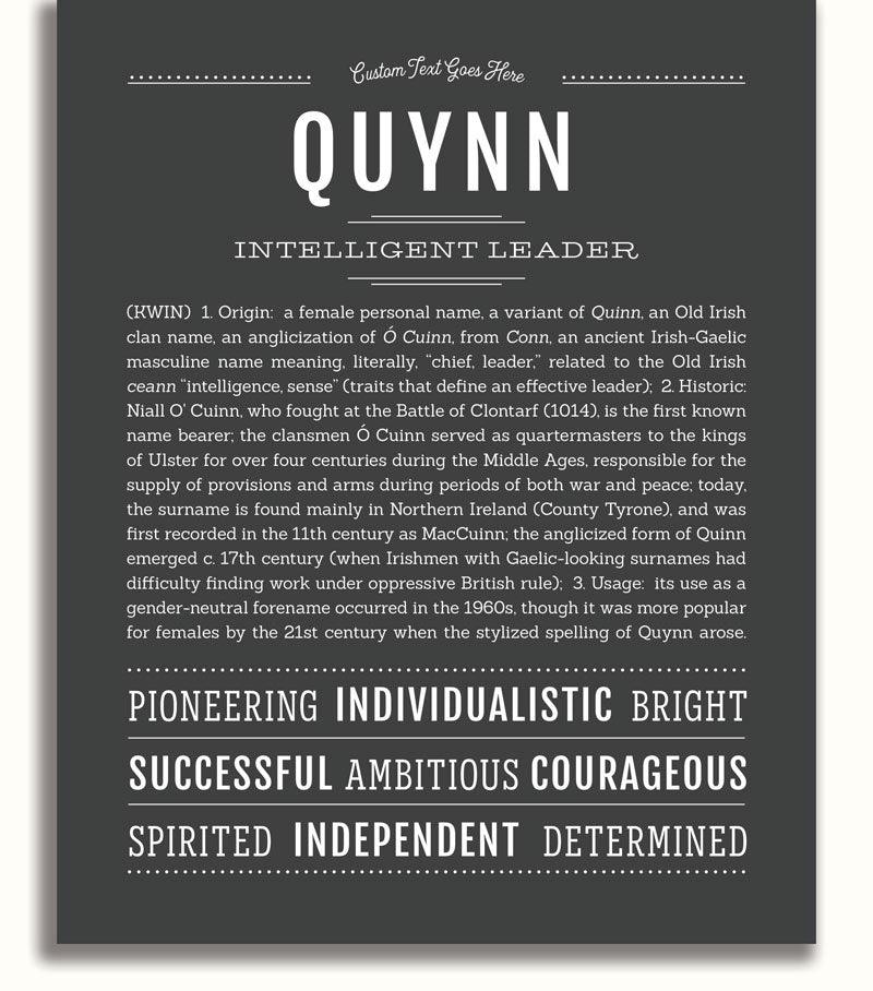 Quynn Personalized Name Meaning Art Prints – Name Stories