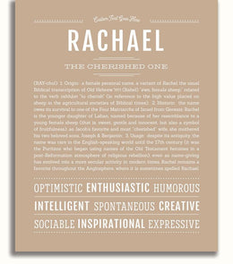 Rachael Personalized Name Meaning Art Prints – Name Stories