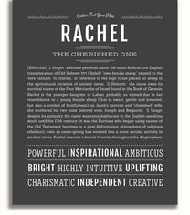 Rachel Personalized Name Meaning Art Prints – Name Stories