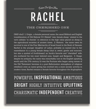 Rachel Personalized Name Meaning Art Prints – Name Stories