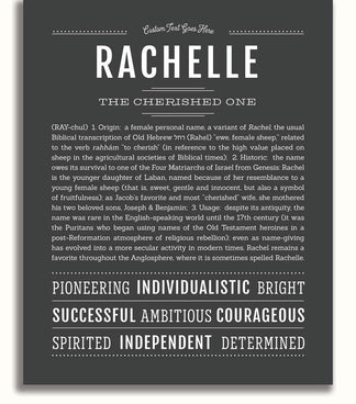 Rachelle Personalized Name Meaning Art Prints – Name Stories
