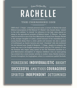 Rachelle Personalized Name Meaning Art Prints – Name Stories