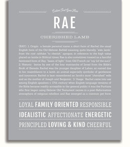 Rae Personalized Name Meaning Art Prints – Name Stories