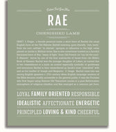 Rae Personalized Name Meaning Art Prints – Name Stories