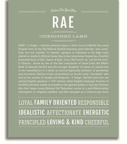 Rae Personalized Name Meaning Art Prints – Name Stories