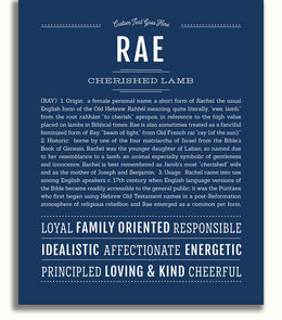 Rae Personalized Name Meaning Art Prints – Name Stories