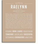 Raelynn Personalized Name Meaning Art Prints – Name Stories
