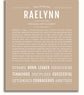 Raelynn Personalized Name Meaning Art Prints – Name Stories