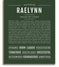 Raelynn Personalized Name Meaning Art Prints – Name Stories