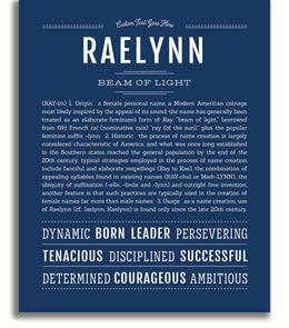 Raelynn Personalized Name Meaning Art Prints – Name Stories