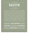 Raevyn Personalized Name Meaning Art Prints – Name Stories