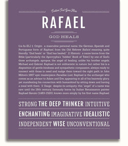 Rafael Personalized Name Meaning Art Prints – Name Stories