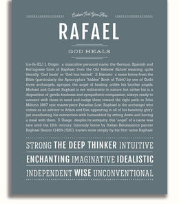 Rafael Personalized Name Meaning Art Prints – Name Stories