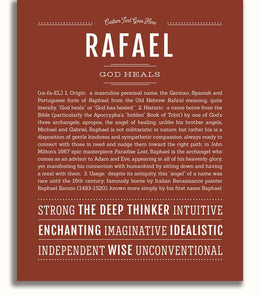 Rafael Personalized Name Meaning Art Prints – Name Stories