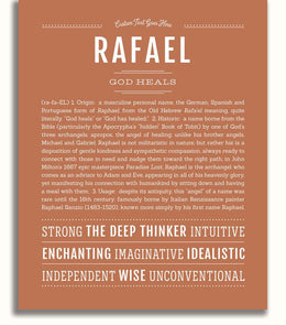 Rafael Personalized Name Meaning Art Prints – Name Stories