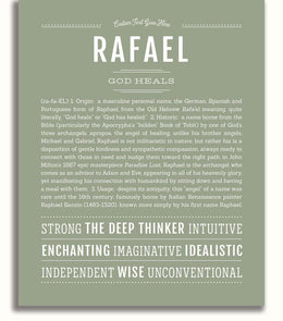 Rafael Personalized Name Meaning Art Prints – Name Stories