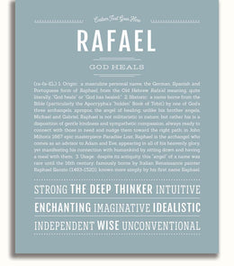 Rafael Personalized Name Meaning Art Prints – Name Stories