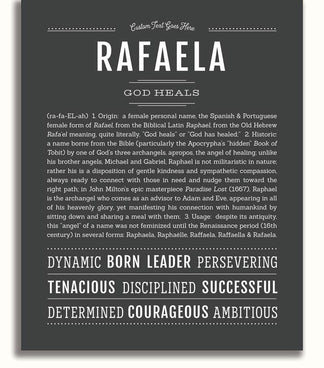 Rafaela Personalized Name Meaning Art Prints – Name Stories