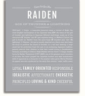 Raiden | Name Art Print – Name Stories