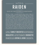 Raiden | Name Art Print – Name Stories