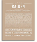 Raiden | Name Art Print – Name Stories