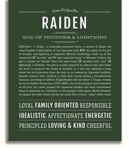 Raiden | Name Art Print – Name Stories
