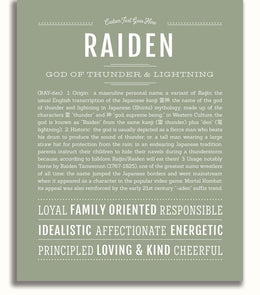 Raiden | Name Art Print – Name Stories
