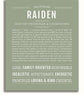 Raiden Personalized Name Meaning Art Prints – Name Stories