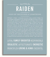 Raiden | Name Art Print – Name Stories