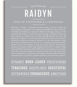 Name Stories® | Personalized Name Meaning Art Prints – Raidyn