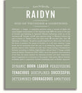 Raidyn | Name Art Print – Name Stories