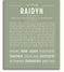 Raidyn Personalized Name Meaning Art Prints – Name Stories