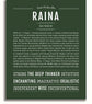 Raina Personalized Name Meaning Art Prints – Name Stories