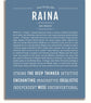 Raina Personalized Name Meaning Art Prints – Name Stories