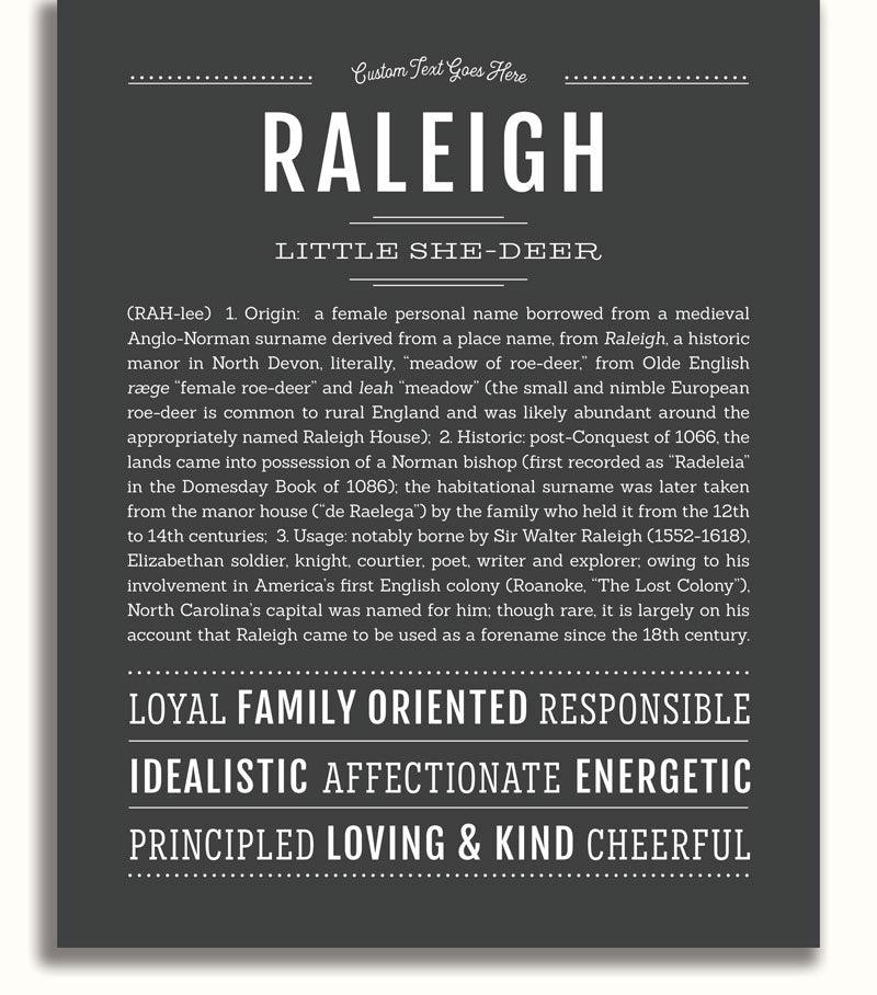 Raleigh Personalized Name Meaning Art Prints – Name Stories