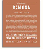 Ramona Personalized Name Meaning Art Prints – Name Stories