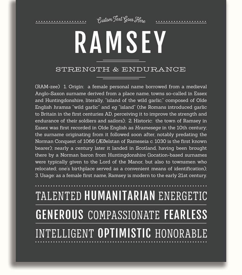 Ramsey Personalized Name Meaning Art Prints – Name Stories