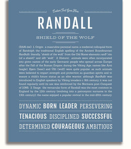 Randall Personalized Name Meaning Art Prints – Name Stories