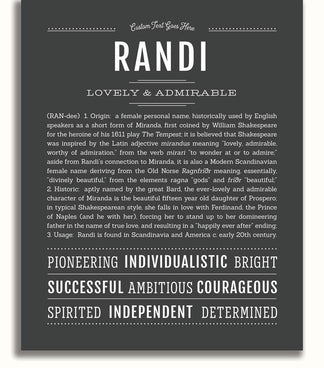 Randi Personalized Name Meaning Art Prints – Name Stories